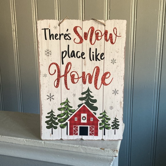 Holiday | Nwt Glittered Theres Snow Place Like Home Wooden Decor Sign ...